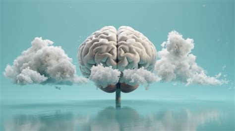 Mindfulness Meditation Concept Brain Surrounded By Tranquil Cloud
