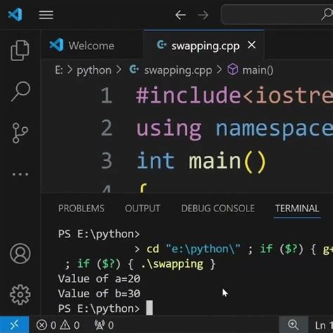 Swapping Of Two Numbers Without Third Variable Program Of C Language