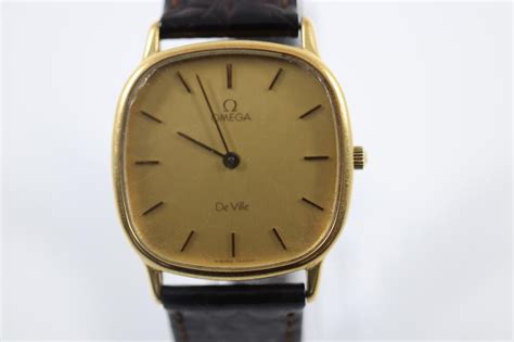 Lot Vintage Mens Wrist Watch Omega Deville Quartz Omega Leather