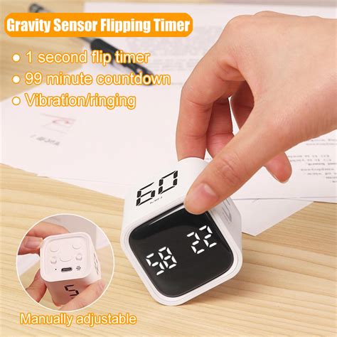 Jual Mini Productivity Cube Timer Gravity Sensor Flipping Led Display 4 Preset Time Dual Modes
