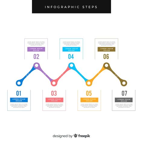 플랫 인포 그래픽 단계 무료 벡터