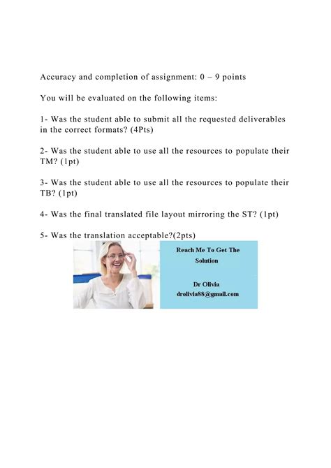 Accuracy And Completion Of Assignment 0 9 Pointsyou Will Docx