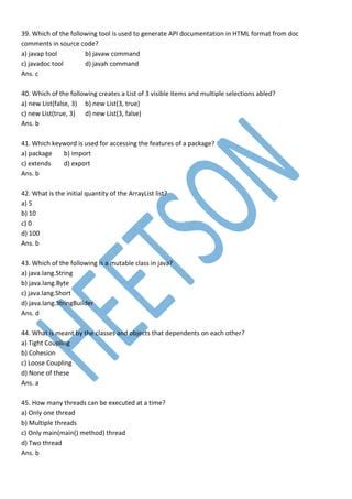ITI COPA Java MCQ Important Questions And Answers PDF