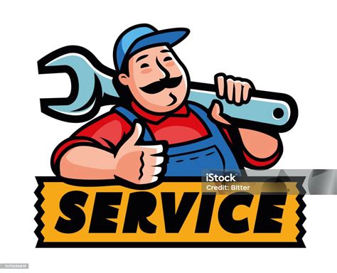 렌치 도구를 사용하는 작업자 엔지니어 기술자 정비사 건축업자 엠블럼 워크샵 서비스 엠블럼 벡터 그림 연관공에 대한 스톡 벡터