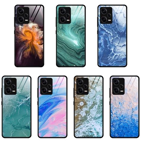 Противоударный стеклянный чехол Marble Pattern Glass на Xiaomi Redmi