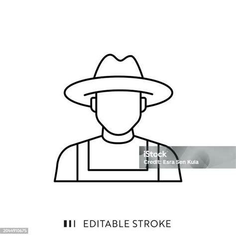 편집 가능한 획이 있는 농부 라인 아이콘 디자인 인포그래픽 웹 페이지 모바일 앱 Ui Ux 및 Gui 디자인에 적합합니다 농부에 대한 스톡 벡터 아트 및 기타 이미지