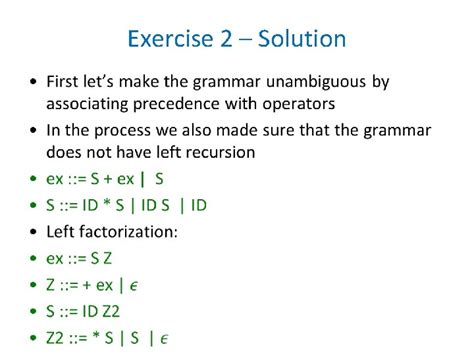 Exercises On Grammars 1 Consider The Following Grammar