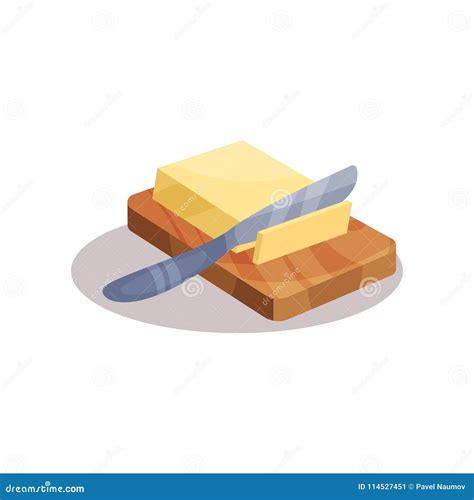 Boter En Mes Op Een Plaat Het Bakken Ingrediënten Vectorillustratie Op