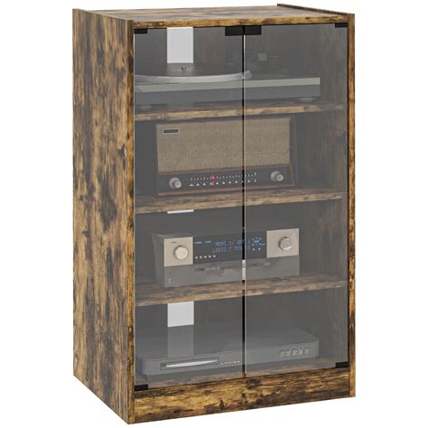 Living Room Cabinets Homcom Media Cabinet 4 Tier Stereo Cabinet