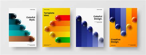 트렌디 한 사실볼 포스터 템플릿 세트 여러 가지 빛깔의 프리젠 테이션 디자인 벡터 개념 컬렉션 A4 용지에 대한 스톡 벡터 아트