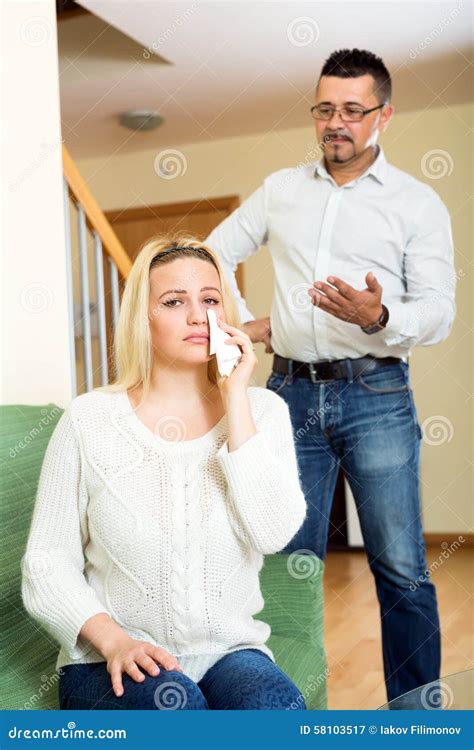 Cheating Husband And Crying Wife Stock Image Image Of Infidelity