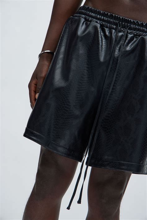 sawyer faux python shorts black fashion nova