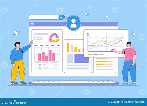 Flat Online Marketing Financial Report Chart Data Analysis Concept Outline Design Style