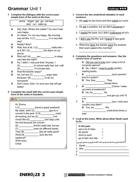 Gv Unit 1 Challenge Pdf Linguistics Grammar