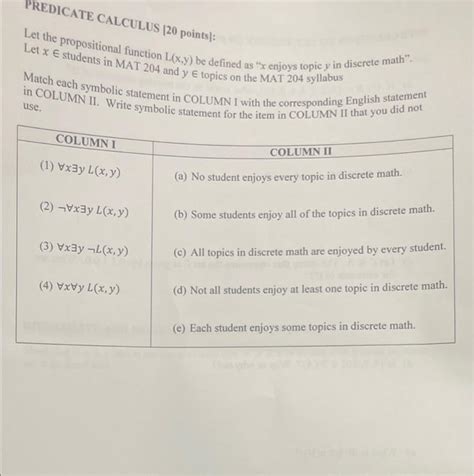 solved predicate calculus 20 points] let the propositional