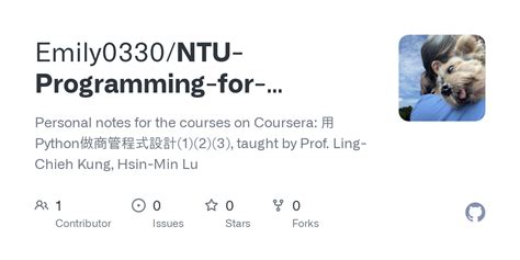 GitHub Emily NTU Programming For Business Computing In Python Personal Notes For The