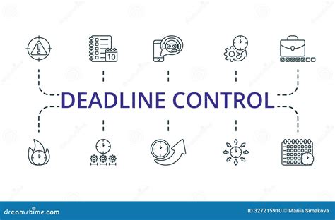 Deadline Control Thin Line Icon Set Monochrome Simple Deadline Control