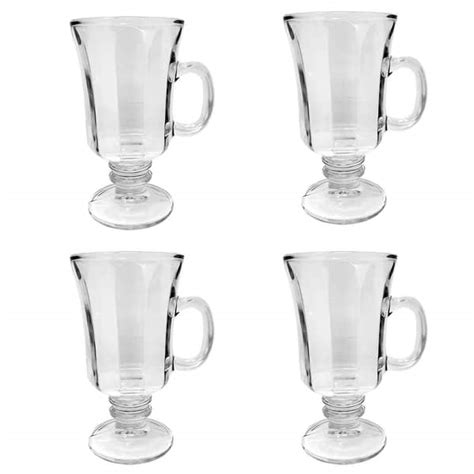 Set Of 4 Thick Wall Glass Footed Irish Coffee Glass Mugs 825 Oz Bed