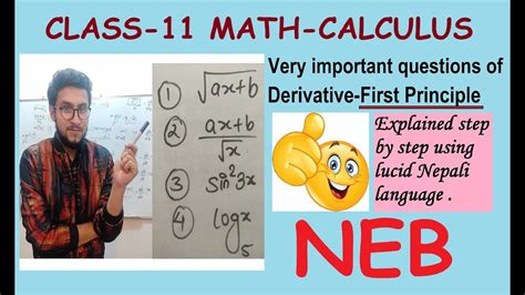 3.Class-11 Math-Calculus(Derivative-First Principle))-four very important NEB questions - YouTube