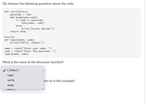 Solved Q5 Answer The Following Questions About The Code