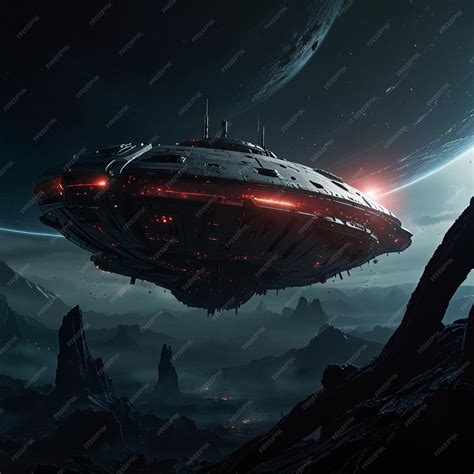 Retrofuturistic Spacecraft With Glowing Engines Exploring The Cosmos Space Exploration Science