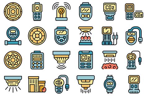 Gas Detector Icons Set Vector Color Flat 19975744 Vector Art At Vecteezy