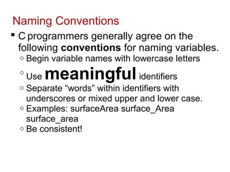 Mesics Lecture 3 C Constants And Variables Ppt Programming Languages Computing