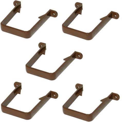 Downpipe Brackets Square Drain Pipe Clips 5 Pack Brown