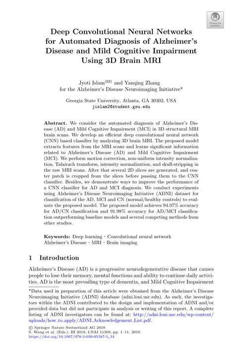 Pdf Deep Convolutional Neural Networks For Automated Diagnosis Of Alzheimers Disease And Mild