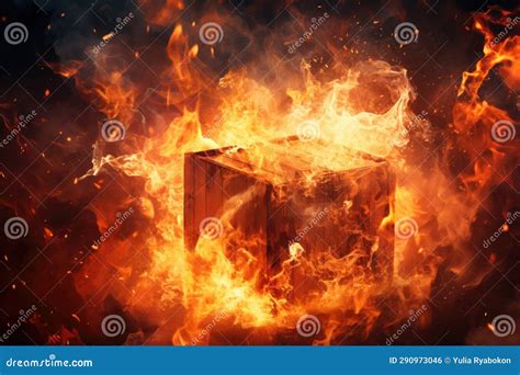 Dynamic Fire Cube Background Generate Ai Stock Illustration