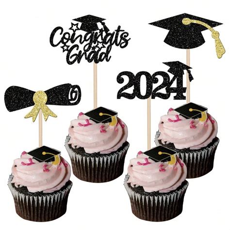 12pcs 2023 Graduation Cupcake Toppers Glitter Class Of 2023 Graduation