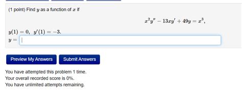 Solved point Find y as a function of x if y xʻy xy Chegg com