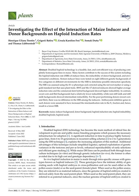 Pdf Investigating The Effect Of The Interaction Of Maize Inducer And Donor Backgrounds On