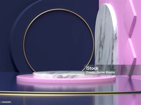 진한 파란색 분홍색 벽 바닥 모퉁이 추상적인 기하학적 모양 배경 3d 렌더링 대리석에 대한 스톡 사진 및 기타 이미지 대리석 코너 0명 Istock
