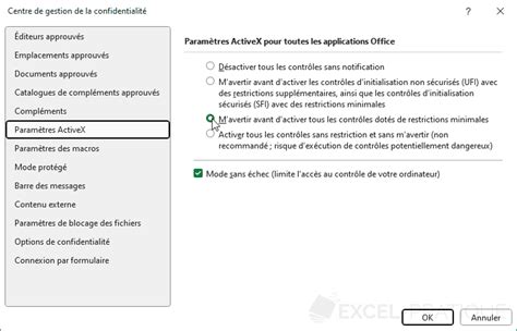 comment débloquer les contrôles activex d excel