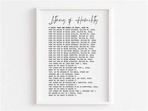 Litany Of Humility Prayer Printable Digital Download Catholic Home