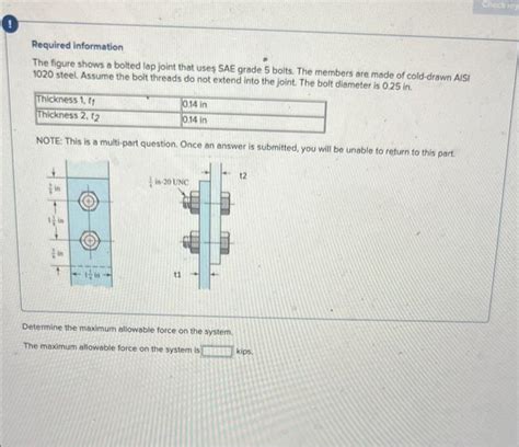 solved required information the figure shows a bolted lap