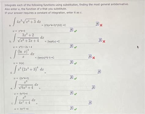 solved integrate each of the following functions using