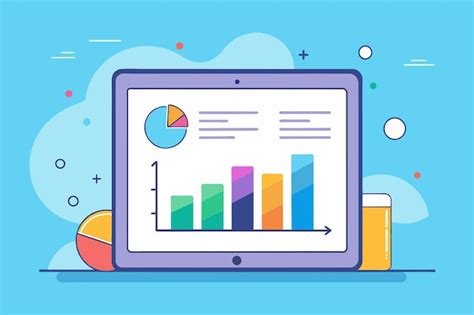 premium vector a laptop screen showing a bar chart analysis