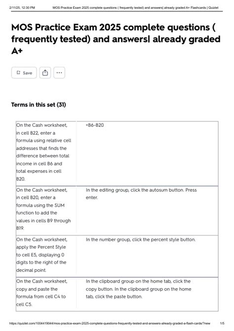 Mos Practice Exam 2025 Complete Questions Frequently Tested And Answers Already Graded A