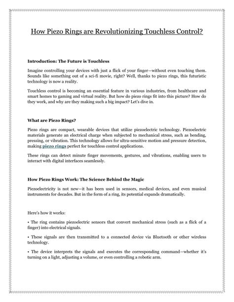 Ppt How Piezo Rings Are Revolutionizing Touchless Control Powerpoint