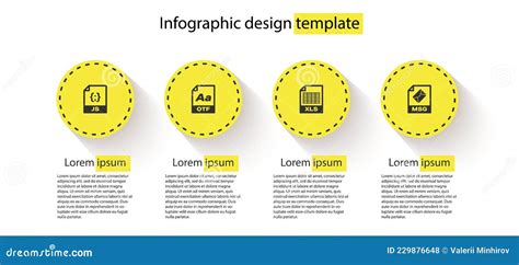 Set Js File Document Otf Xls And Msg Business Infographic Template Stock Vector