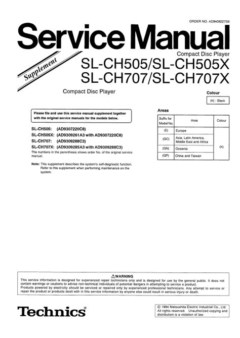 Technics SL CH SL CH X SL CH SL CH X Service Manual