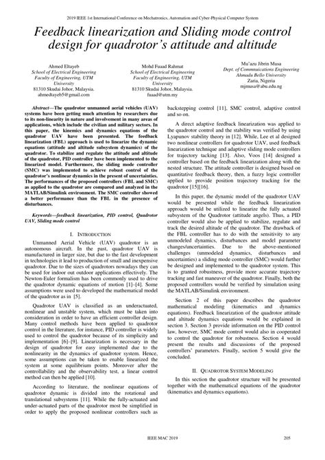 Pdf Feedback Linearization And Sliding Mode Control Design For