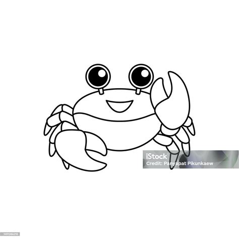 흰색 배경에 분리된 게의 흑백 벡터 그림 아이들 색칠하기 책 스톡 일러스트레이션 갈고리 발톱에 대한 스톡 벡터 아트 및 기타 이미지 갈고리 발톱 갑각류 게 Istock