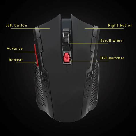 Новая 2 4g беспроводная 6 кнопок Регулируемая оптическая компьютерная мышь 2400 Dpi для