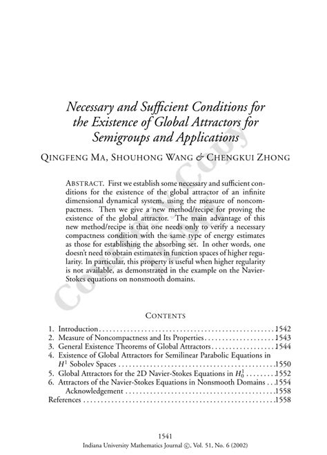 Pdf Necessary And Sufficient Conditions For The Existence Of Global