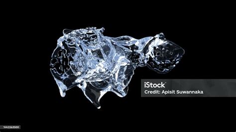 검은 색 배경에 물방울이 있는 물튀김 3d 일러스트레이션 3차원 형태에 대한 스톡 사진 및 기타 이미지 3차원 형태 가득 찬 개념 Istock