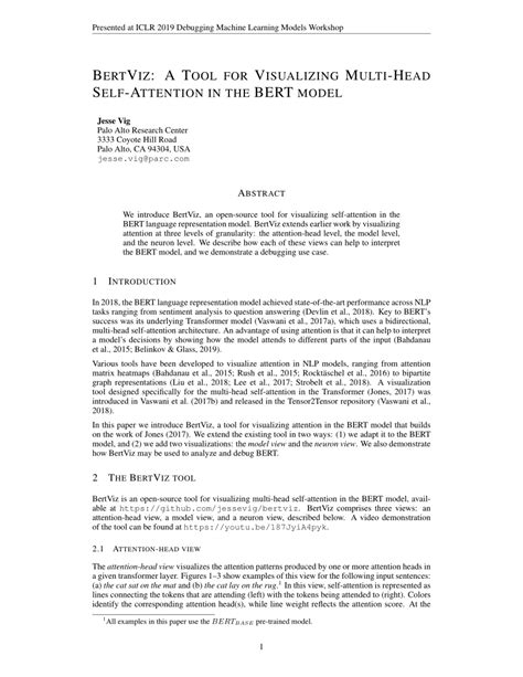 Pdf Bertviz A Tool For Visualizing Multi Head Self Attention In The Bert Model