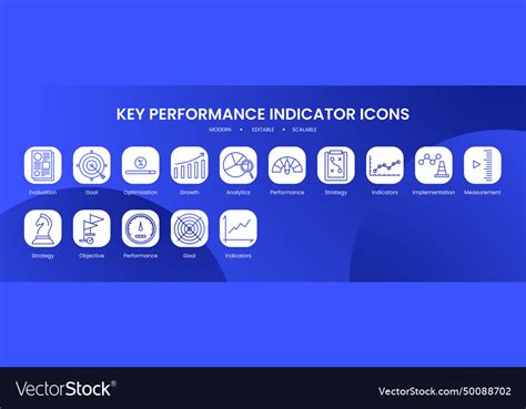 key performance indicator icon collection vector image
